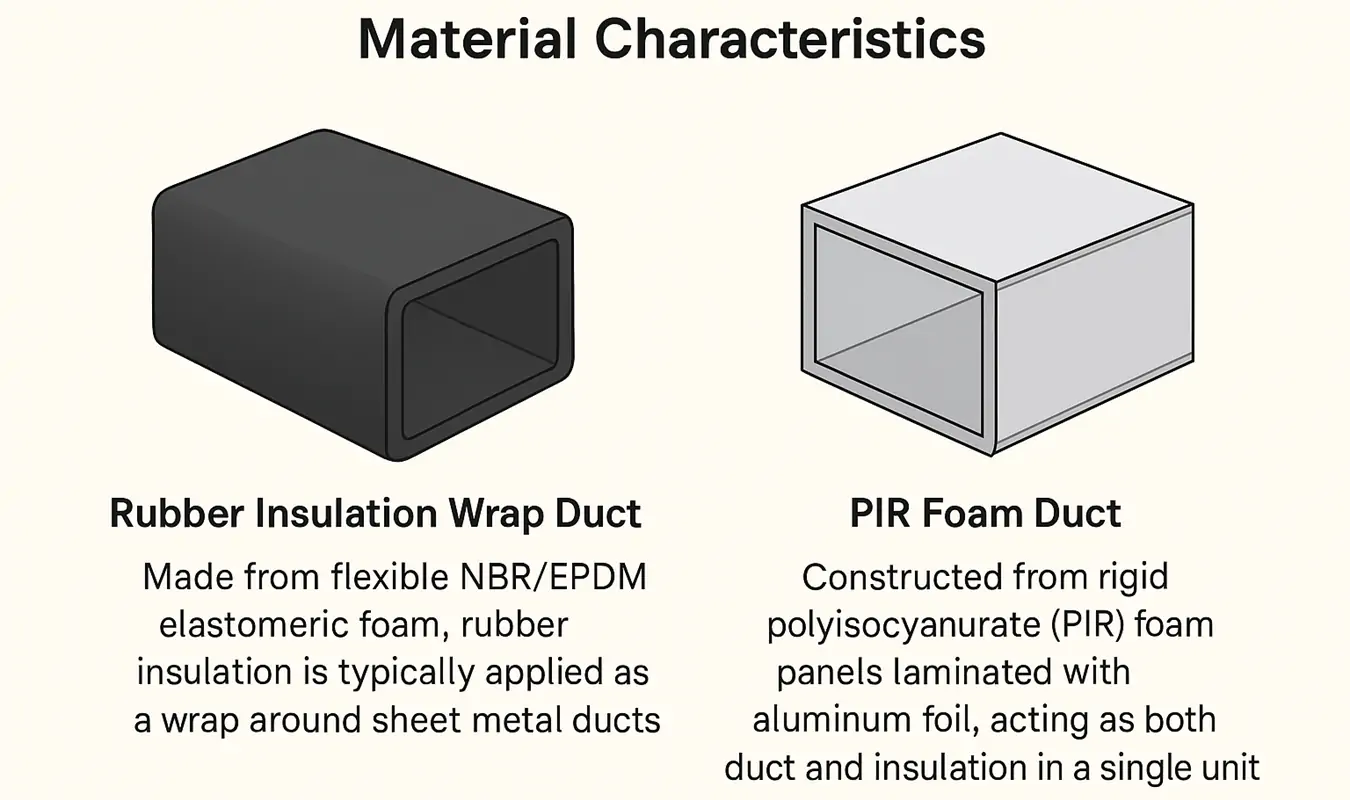 Rubber Insulation Wrap Duct vs PIR Foam Duct - GFI